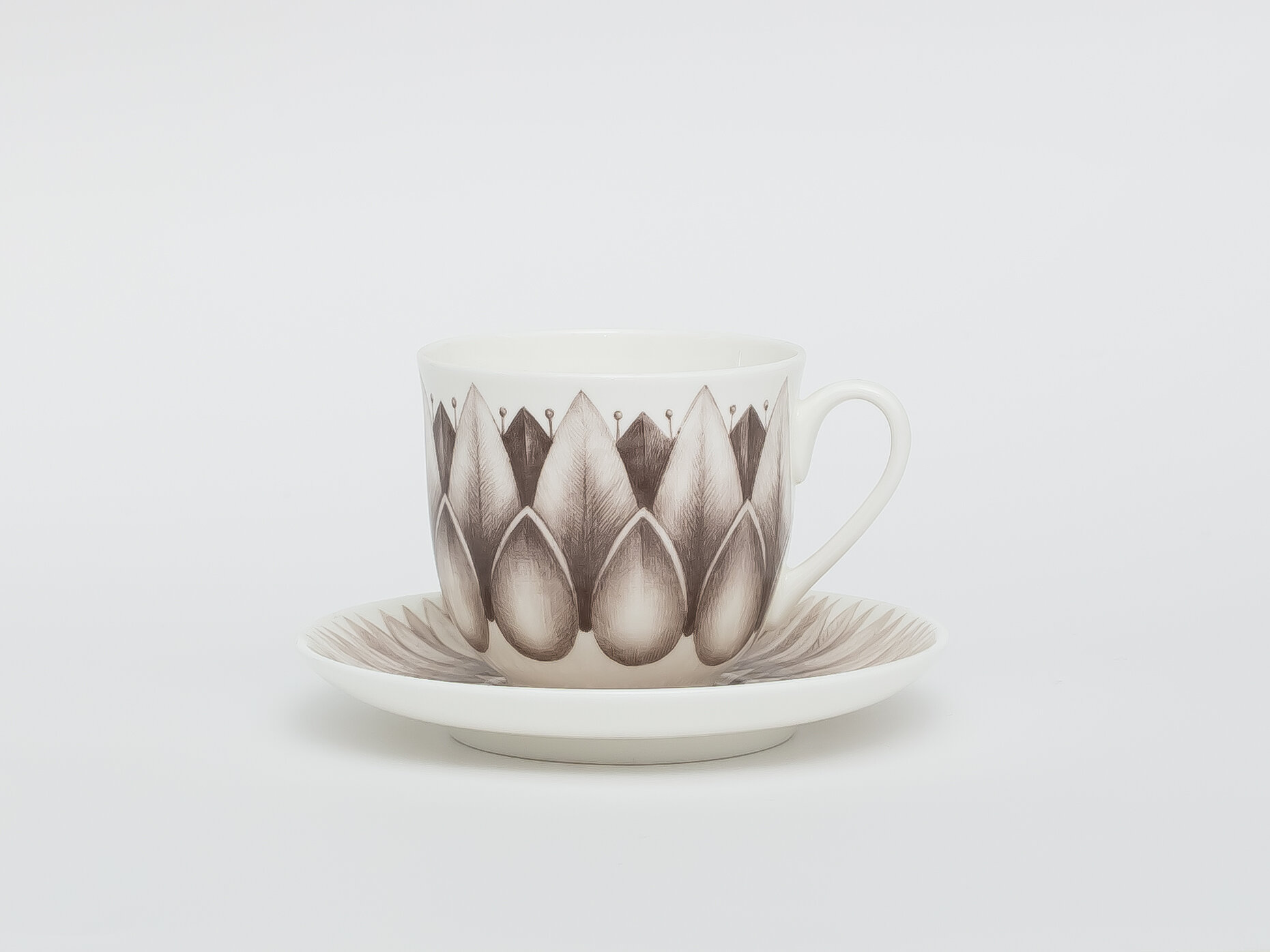 Кофейная пара ф. Ландыш 2 рисунок "Aloha Bungalow" КН1 Костяной фарфор