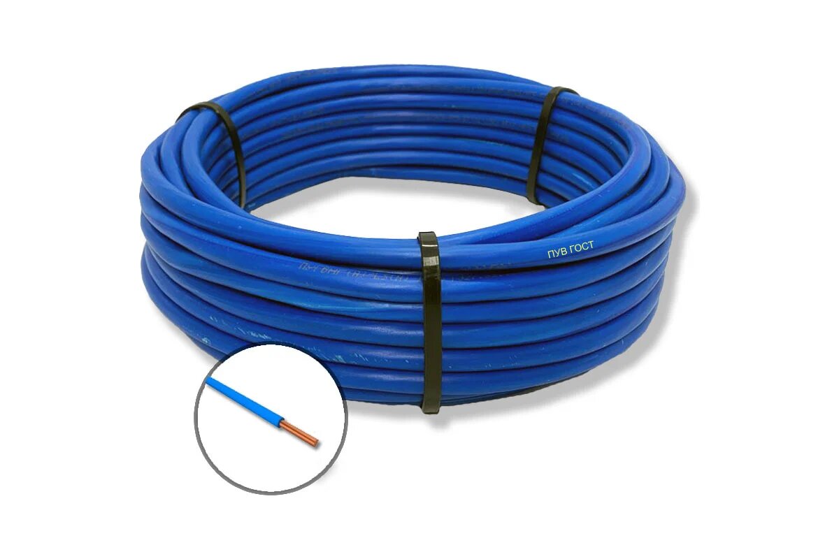 OZ247257L1 Установочный провод ПУВ проводник 1x0.75 мм2 синий, длина 1 метр для монтажа в щитах