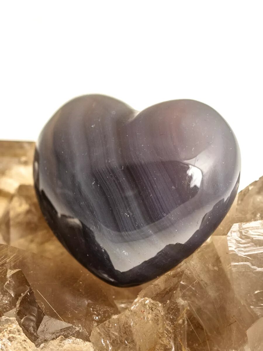 Сердце Агат серый. Натуральный камень. 4х3,5х2 см