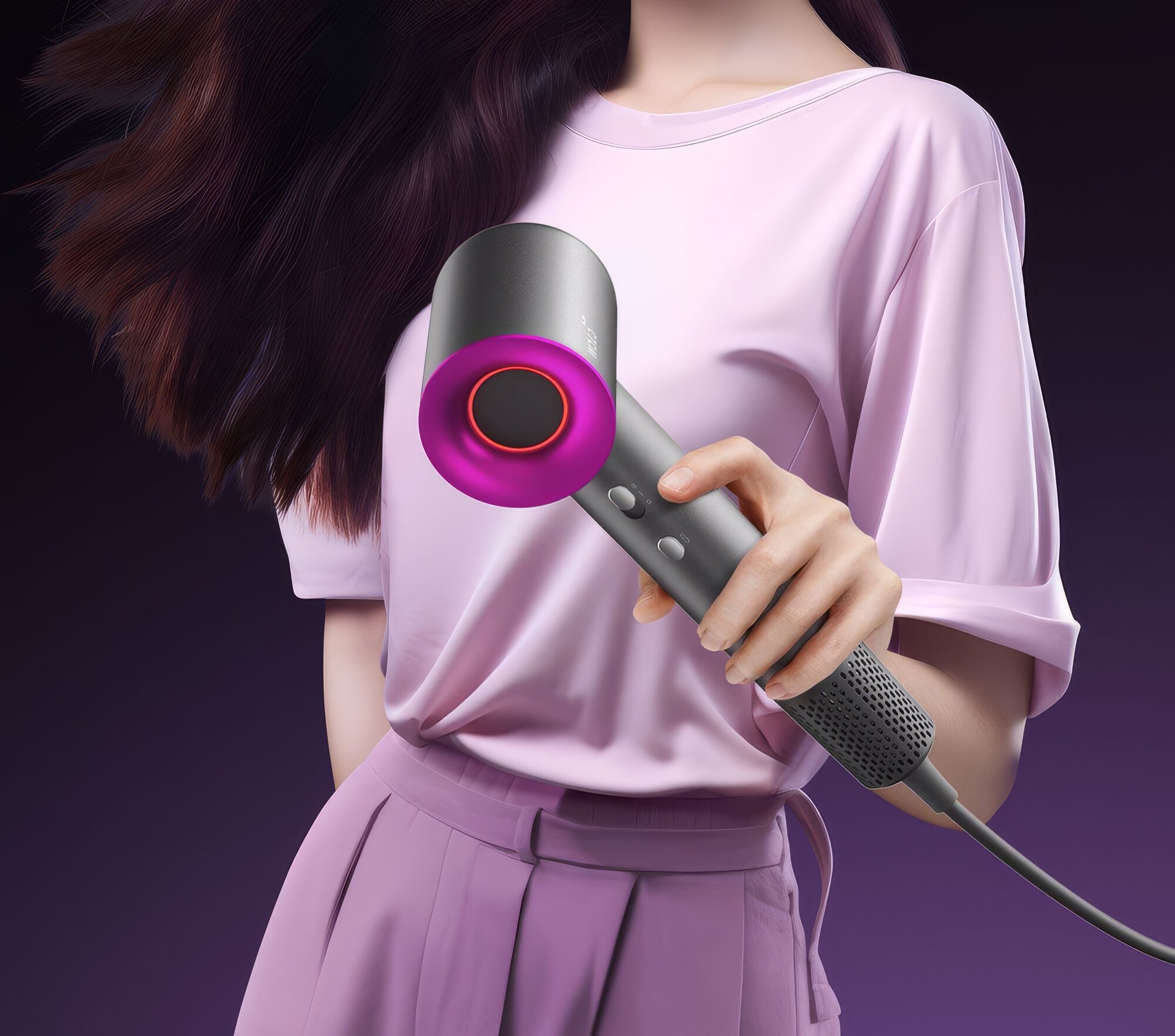 Фен Xiaomi WOLONOW 1500W - розовый фен для волос с ионизацией