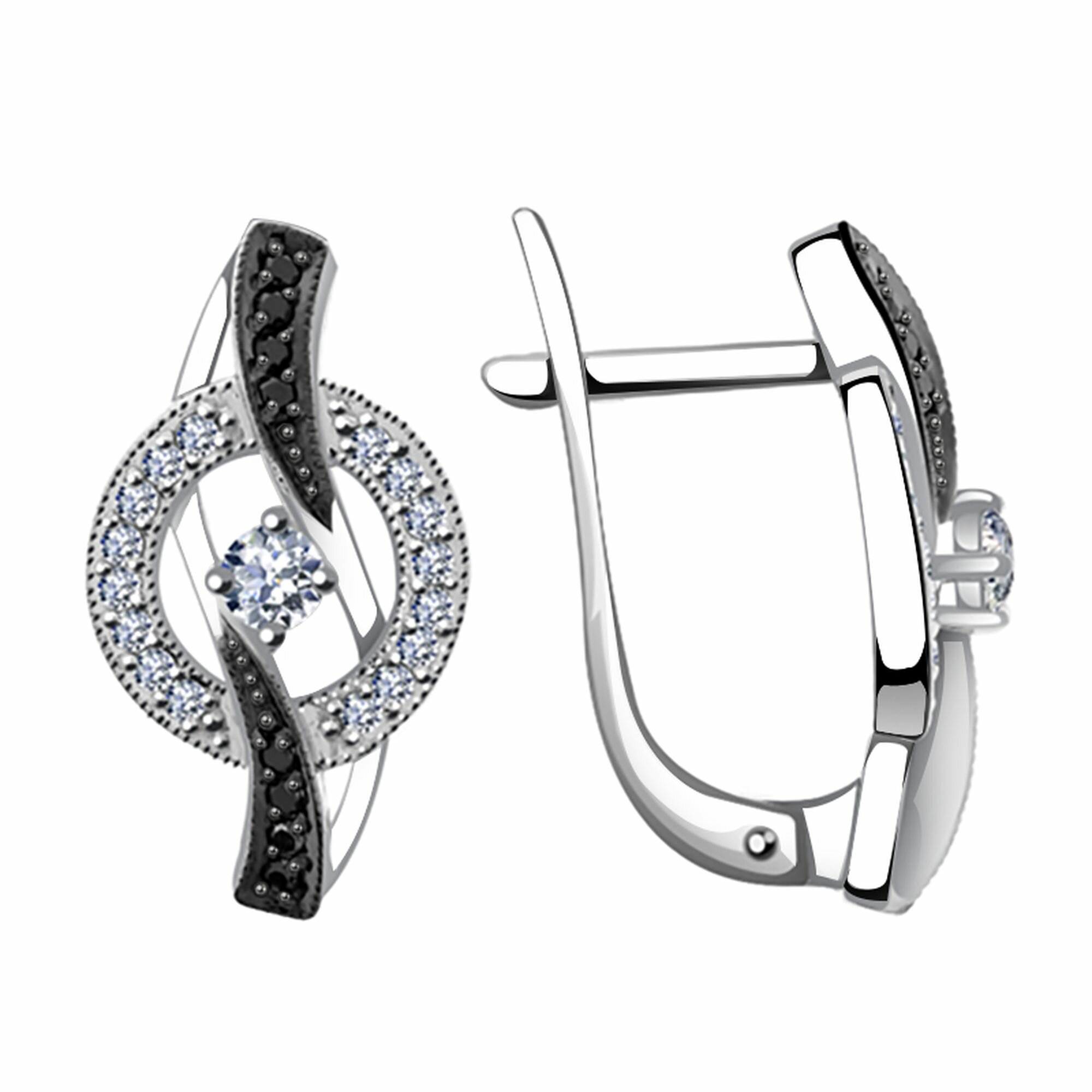 Серьги, белое золото, 585 проба, бриллиант