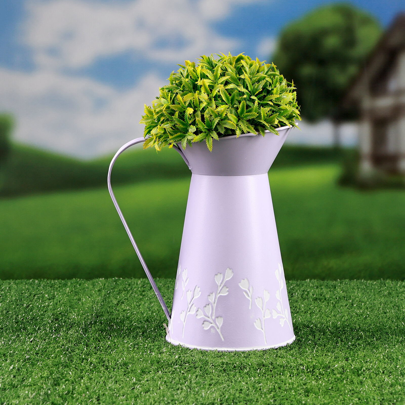 Кашпо - ваза «Кувшин Ландыши», 12×12×20 см, 1.5 л, лавандовое, 10631634