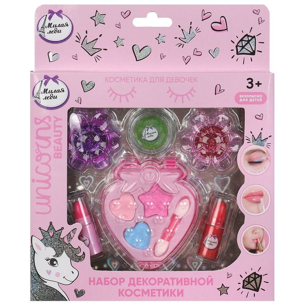 Набор для девочек: тени для век, помада, блеск для губ Милая леди 20238E2-UNI-ML