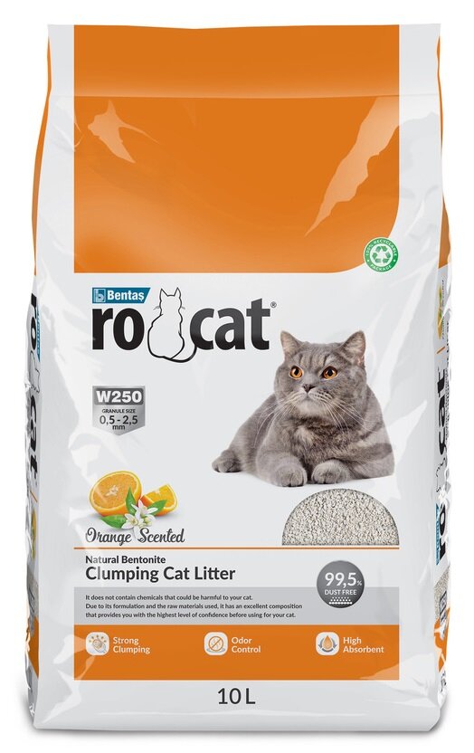 Ro Cat Комкующийся наполнитель без пыли с ароматом апельсина, пакет (Orange) 10л, 8.5кг 8.5 кг