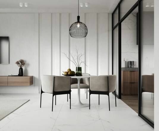 Statuario Justice Grey Керамогранит белый 60х120 Полированный