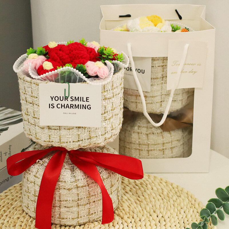 Букет "Танабата", 7 цветов, вязаный, подарочный пакет