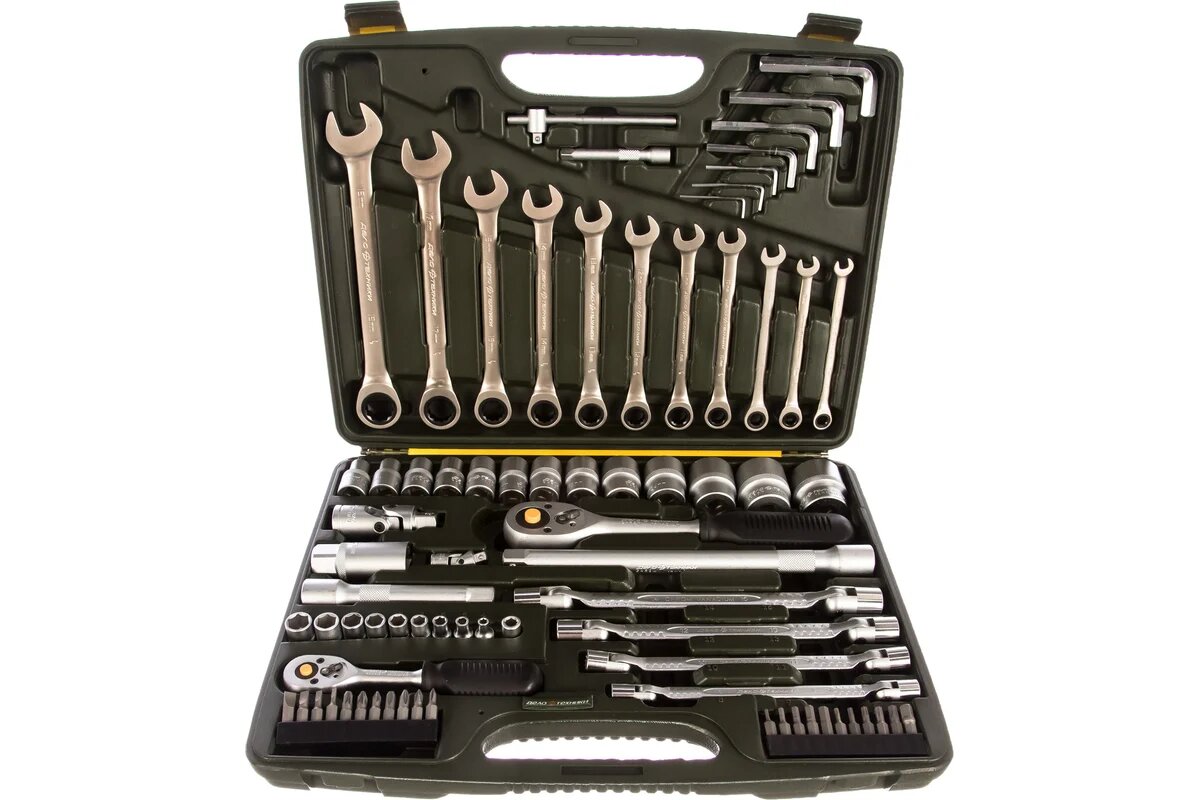 Дело Техники Набор головок 1/4", 1/2" с трещоточными ключами 77предм. 620778