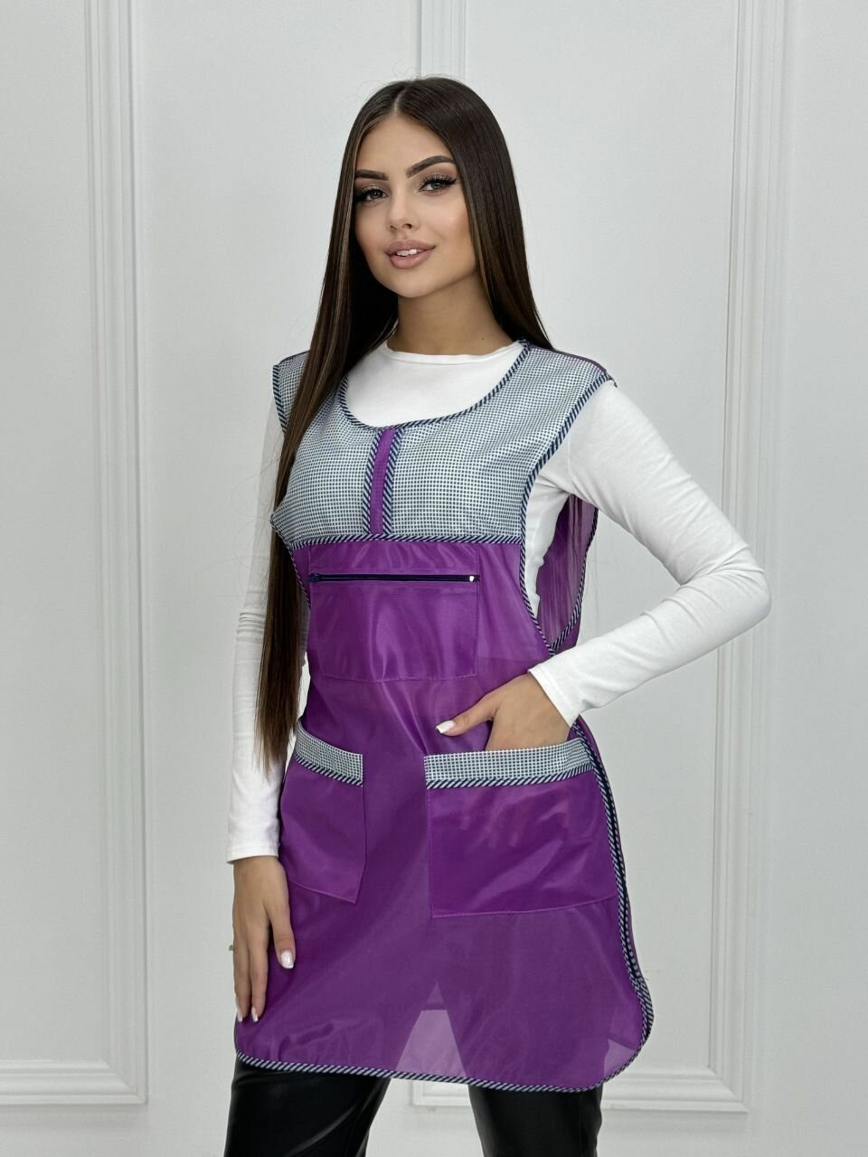 Сарафан рабочий женский Лида из Нейлона. Халат парикмахерский, фартук универсальный подходит для продавцов, уборщиц, поваров, флористов и парикмахеров