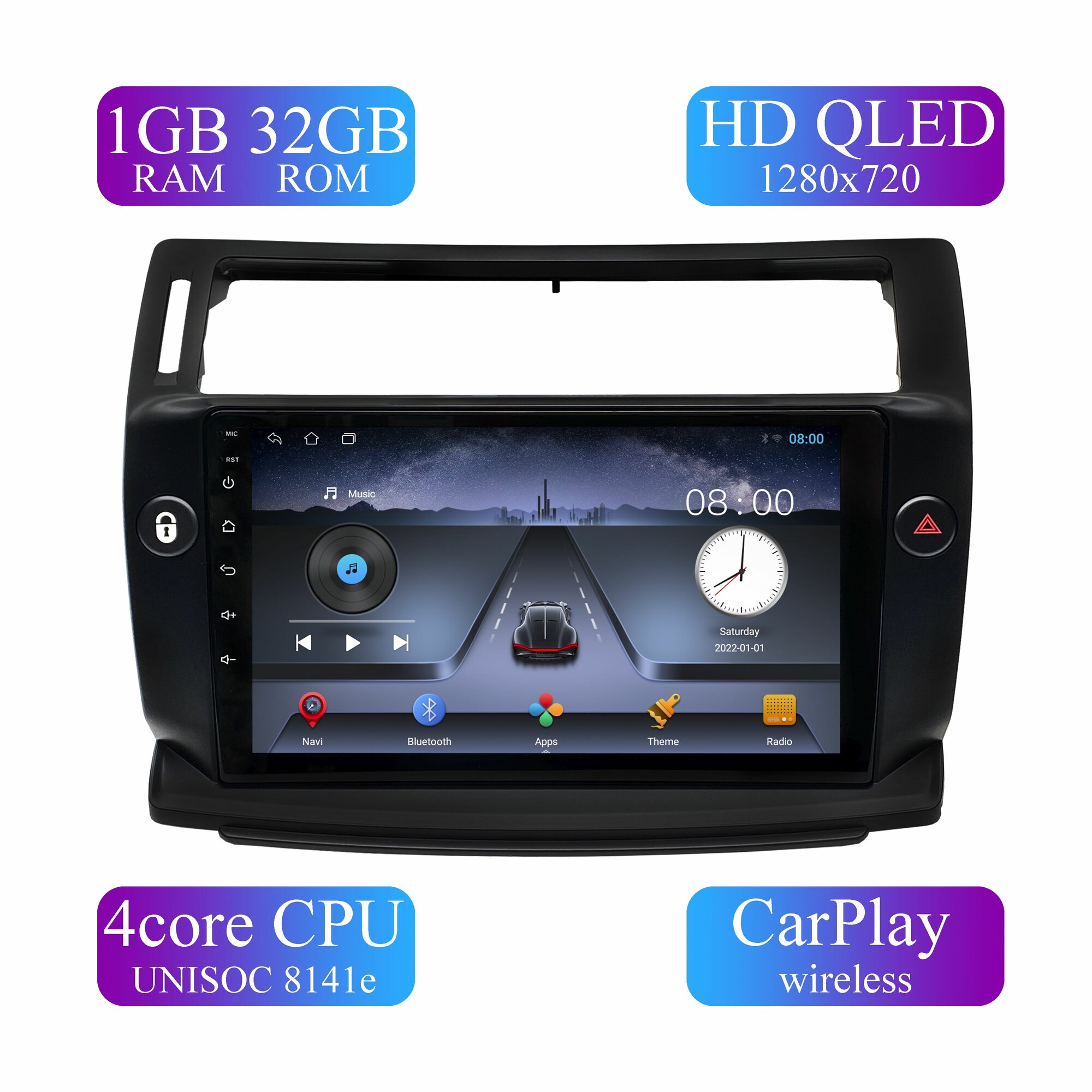 Магнитола Citroen C4 2005-2012 черная рамка Android 1/32 QLED