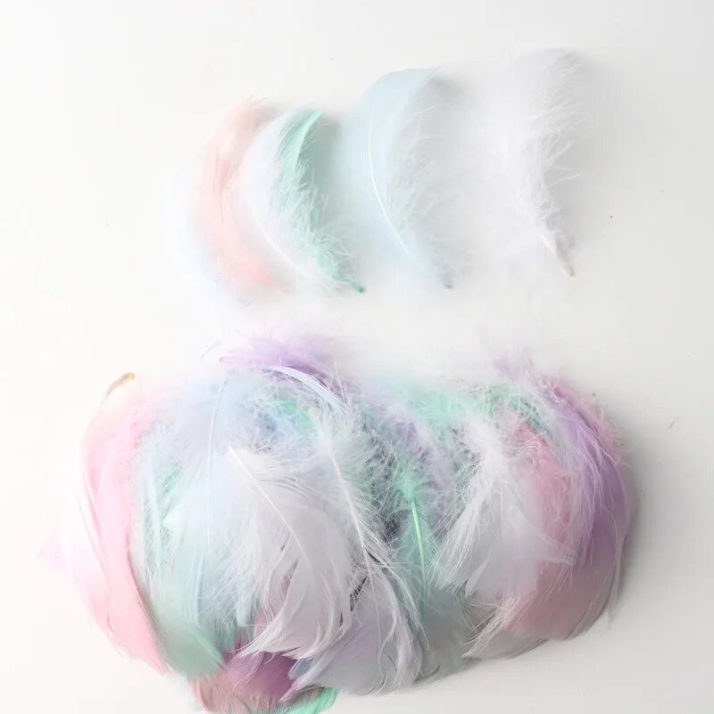 Натуральные плавающие перья для рукоделия Белый, Macaron Mix 100pcs