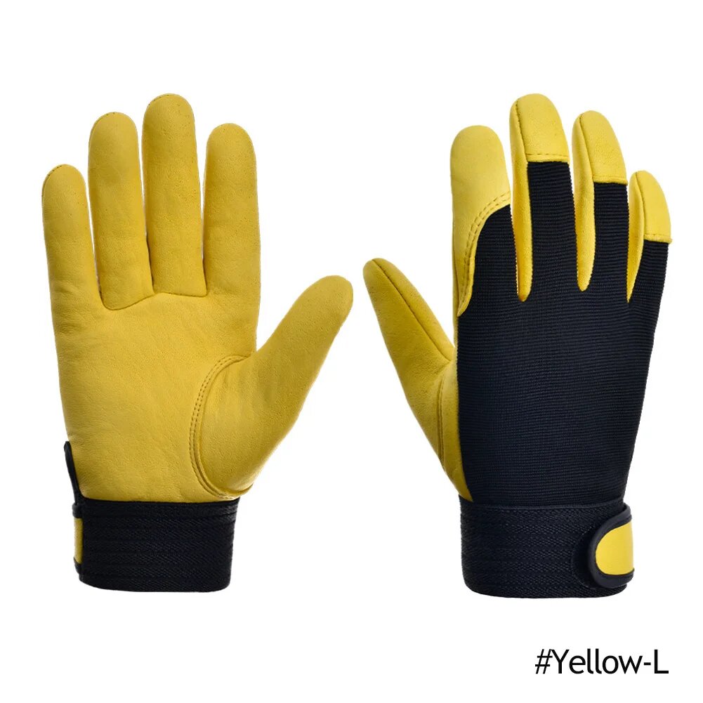 Рабочие перчатки из воловьей кожи Желтый, L-Yellow