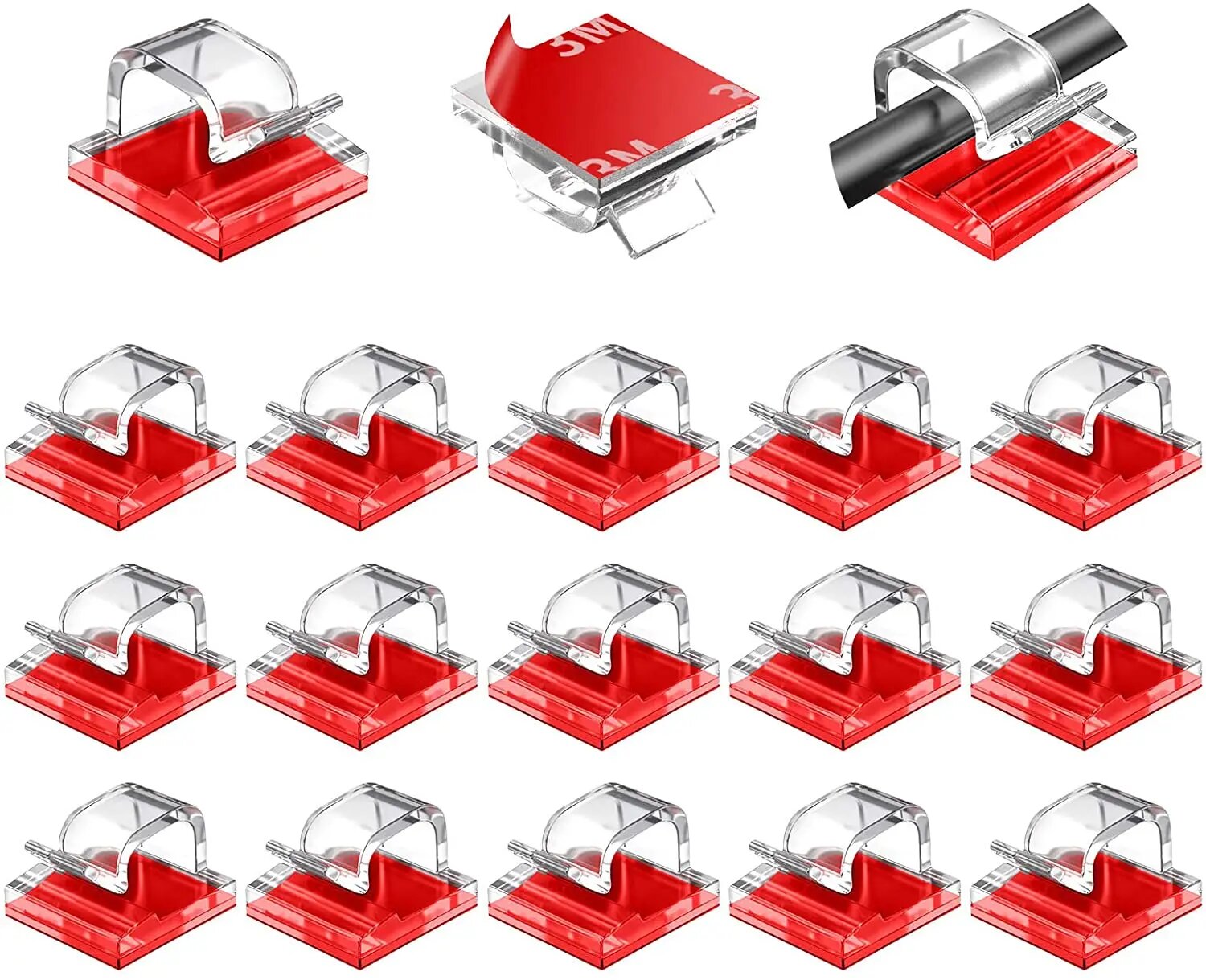 Самоклеящиеся зажимы для кабелей 20PCS-Black