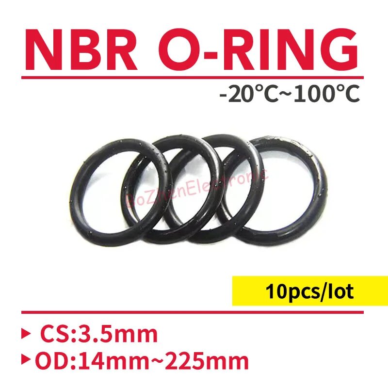 10 шт. черные уплотнительные кольца NBR, толщина 3,5 мм, диаметр 14-225 мм OD 57mm ID 50mm