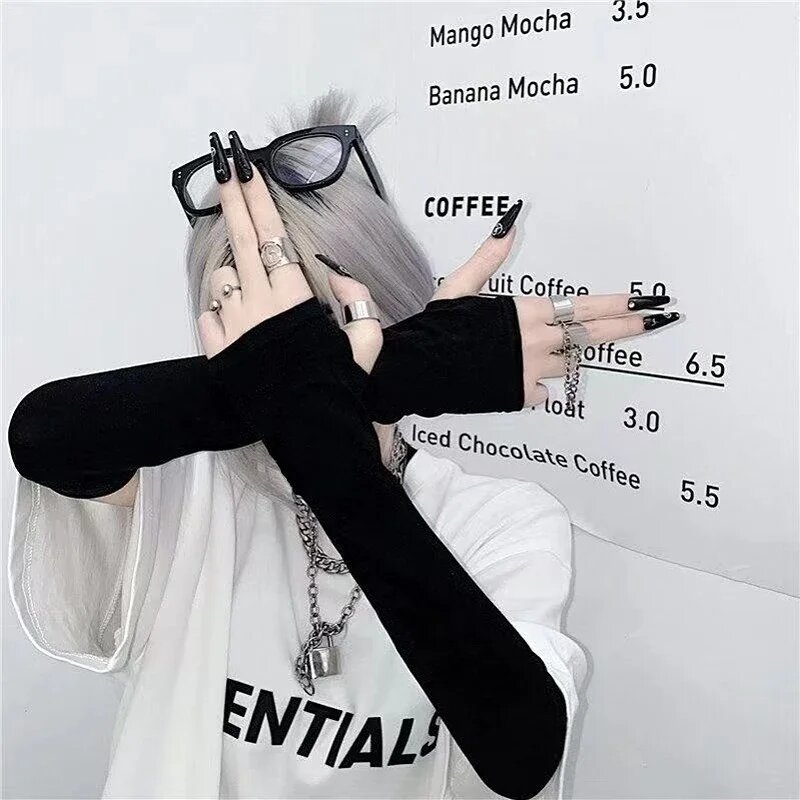 Серые черные перчатки без пальцев Darkly Ninja