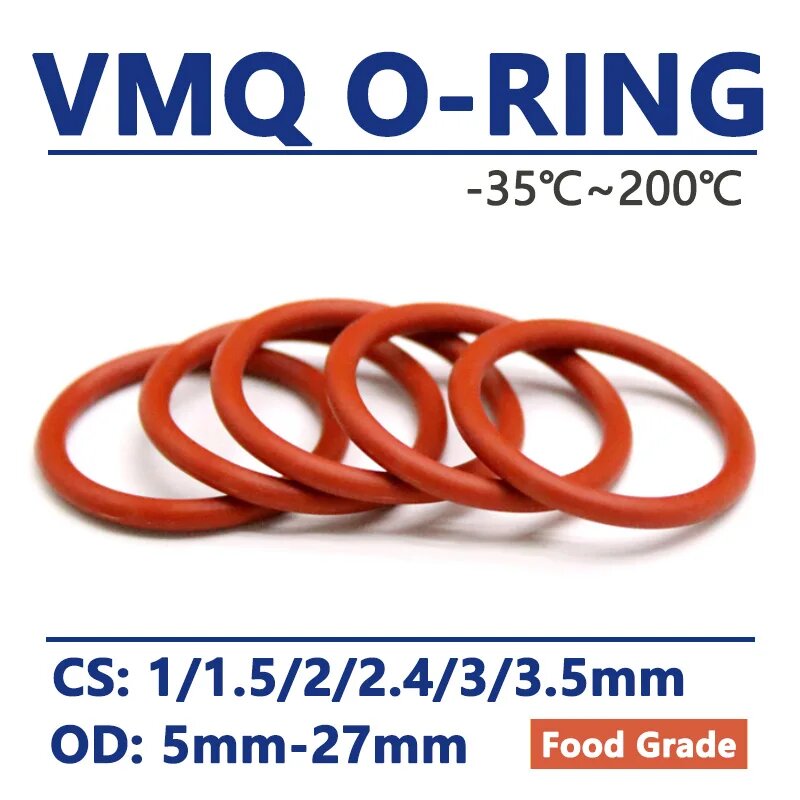 Красные силиконовые уплотнительные кольца VMQ CS 1/1.5/2/2.4/3/3.5 мм 18x16x1mm