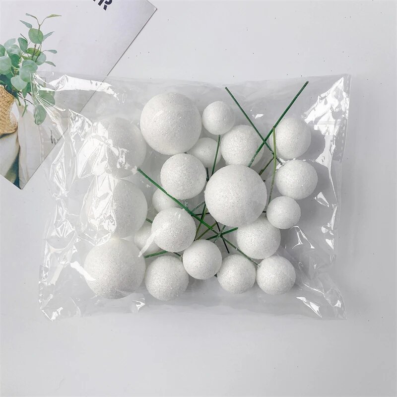 Набор торт-топперов ZUOFILY 20 шт, сферы 2-4 см Белый, 20Pcs Glitter White