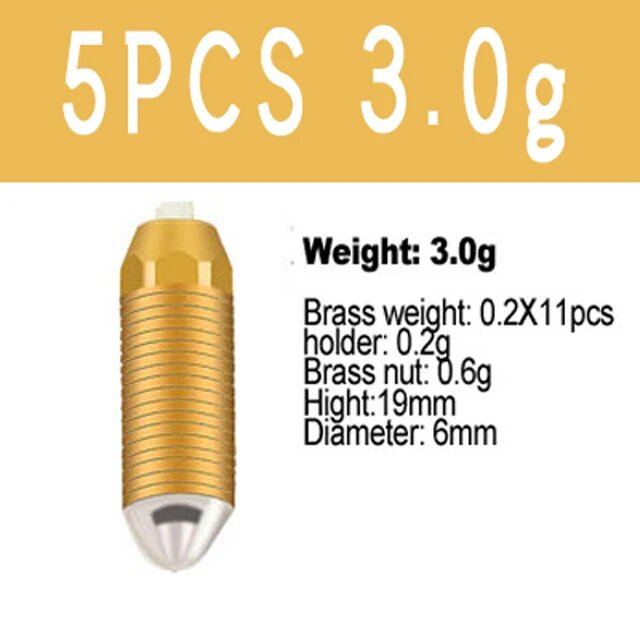 JIGEECARP Латунные грузила для карпфишинга 5 шт. Желтый, 3g 5pcs