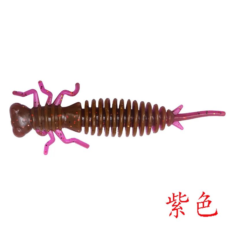 5 шт, Силиконовые рыболовные черви SANDOMEY Бордовый, 1.2g 5.5cm, K