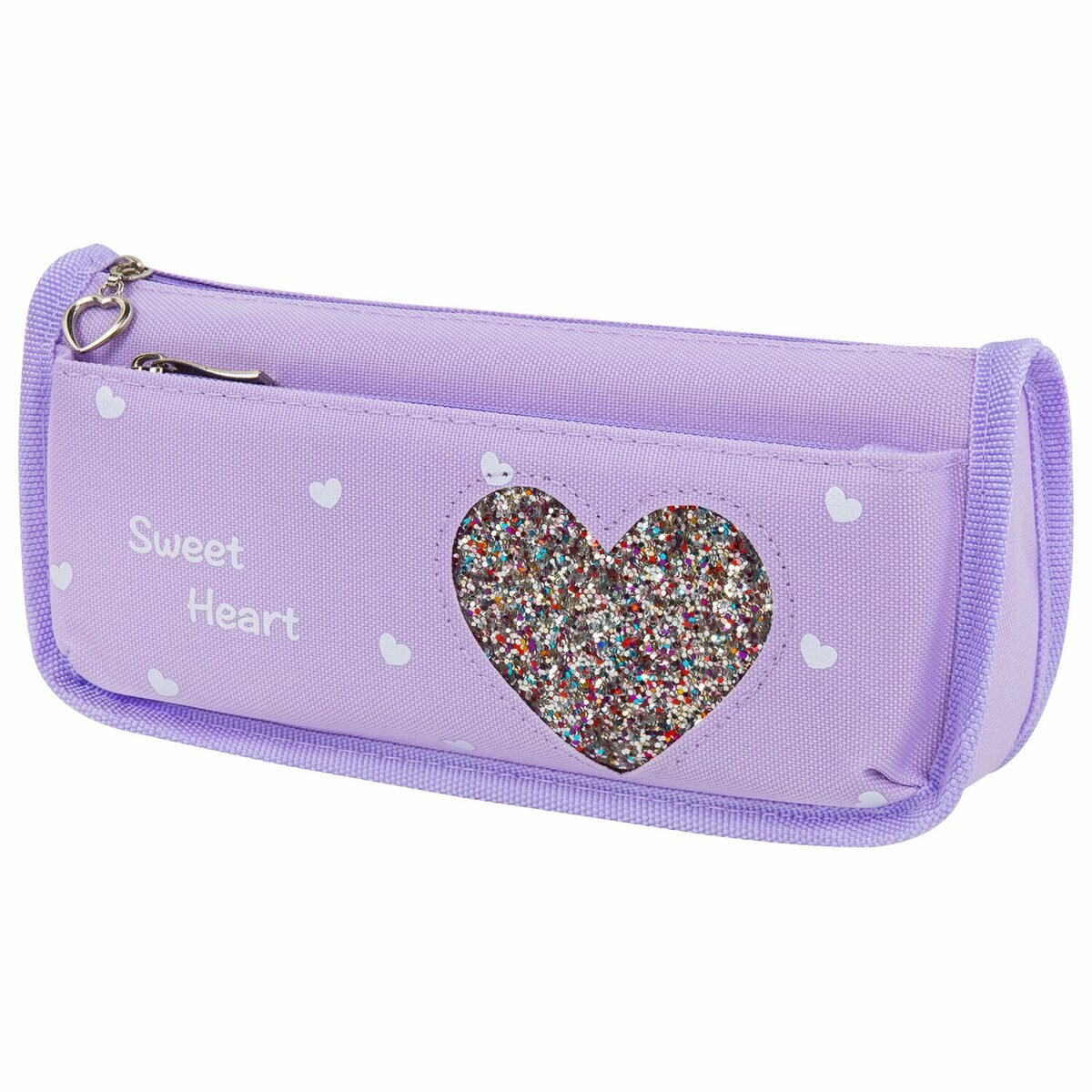 Пенал-косметичка Юнландия "Heart", 2 отделения, полиэстер, фиолетовый, 21х6х9см (270259), 40шт.