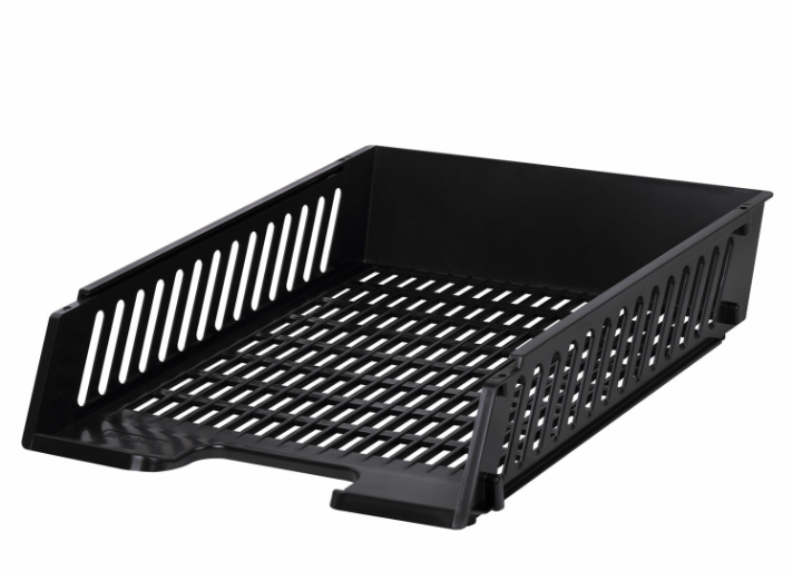Лоток горизонтальный для бумаг BRAUBERG-MAXI, с пазами, А4 (358х272х69 мм), сетчатый, черный, 231141