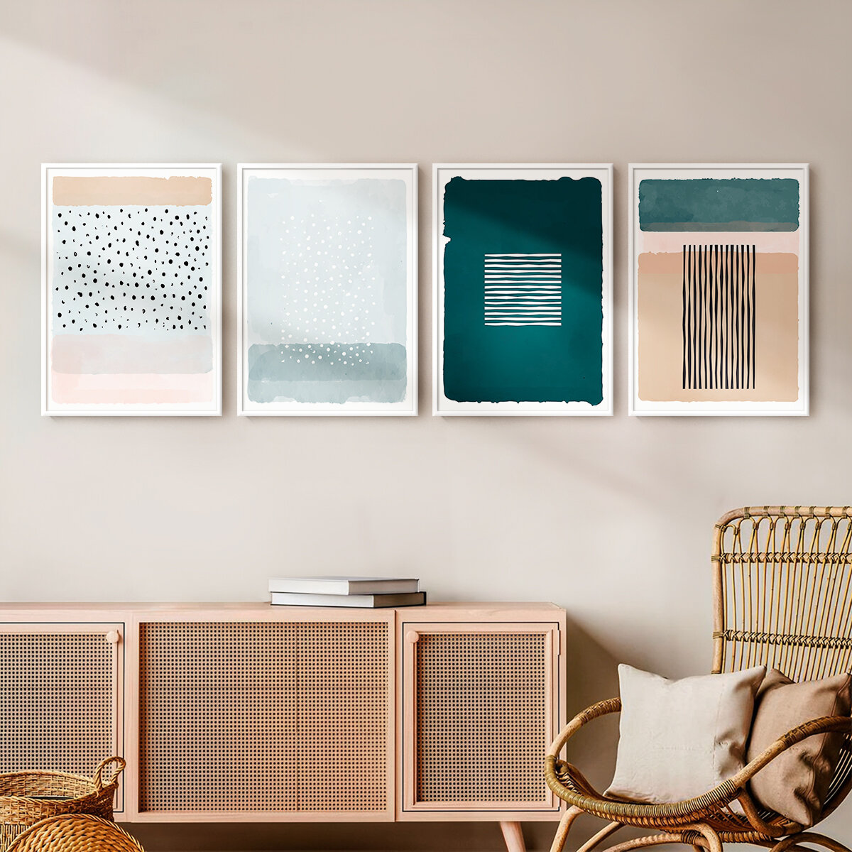Набор постеров 4 шт "Абстракции полосы" 50x70 плакат для интерьера, картина на стену