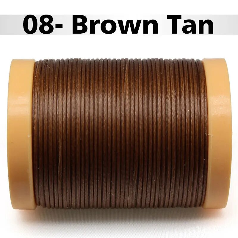 Tepoztec плоская вощеная нить для шитья кожи 0,8 мм 0.8mm 150D 65M, Коричневый, 08 - Brown Tan