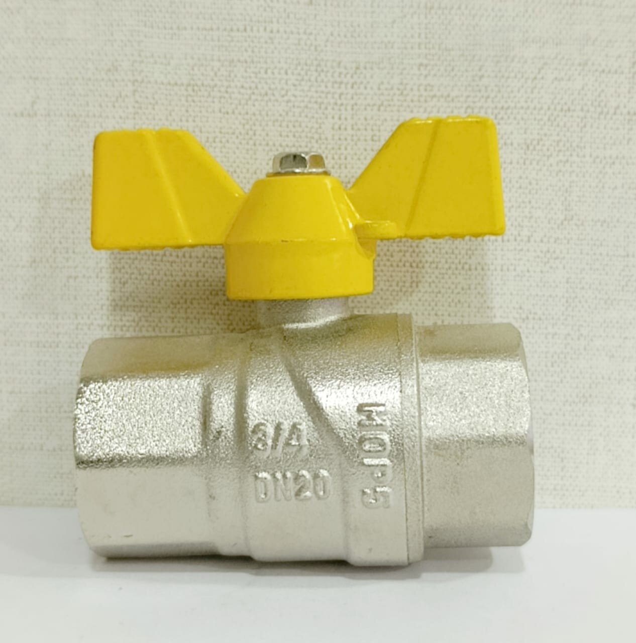 Кран шаровой для газа усиленный (бабочкой) никель 3/4" г/г TIM DE113H