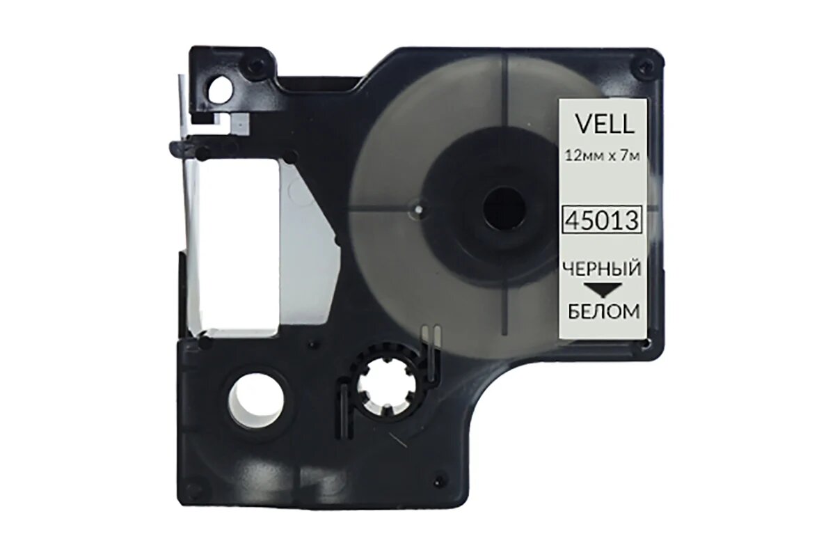 Vell лента VL-D-S0720530/45013, 12 мм x 7 м, черный на белом, клеящая лента 328661