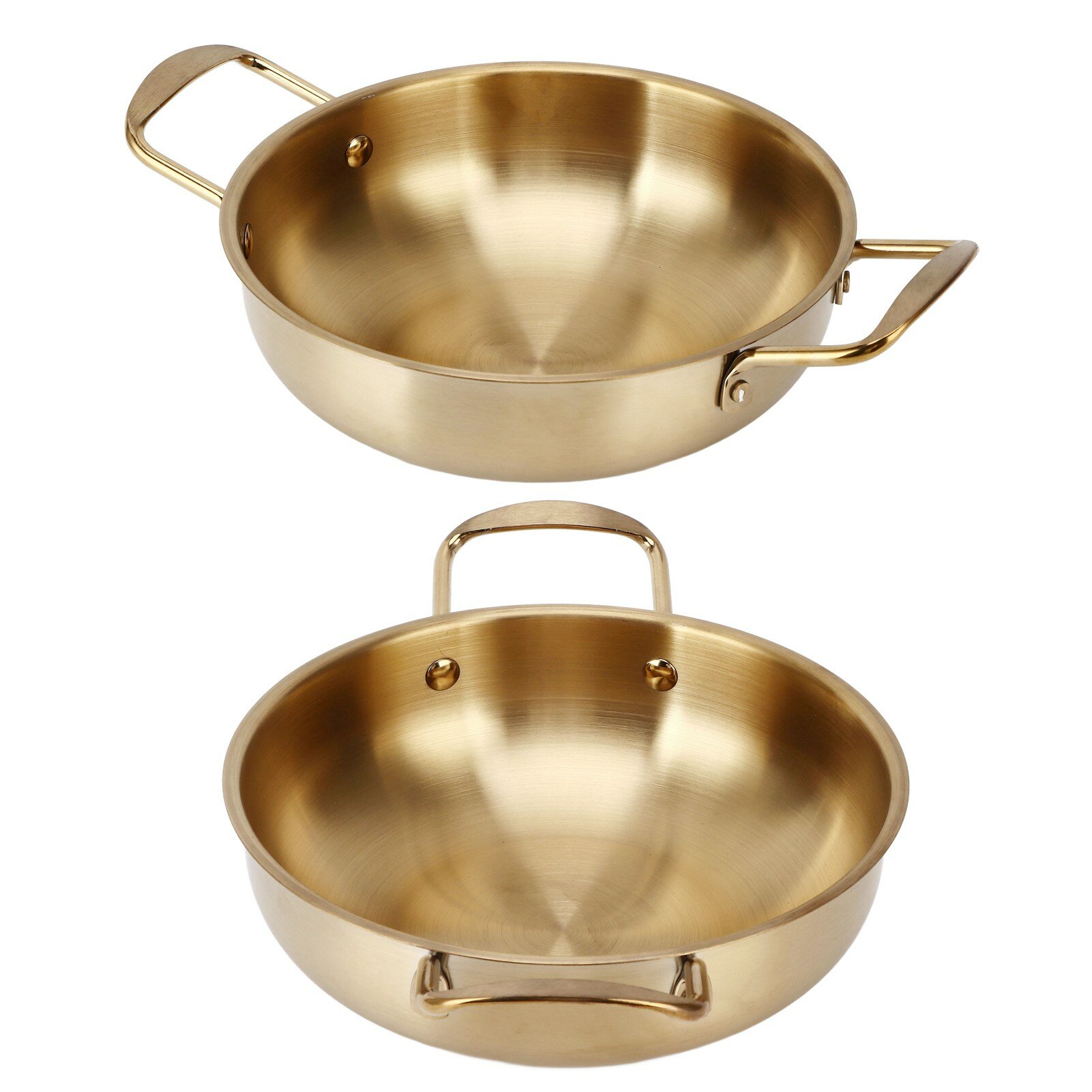 Золотая корейская кастрюля для рамэна, кастрюля для лапши из нержавеющей стали, портативная кухонная кастрюля для домашнего использования, 22 см/8,7 дюйма