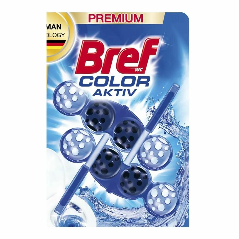 Очиститель для унитаза Bref подвесной, Колор Актив с хлором, 2 шт по 50 г