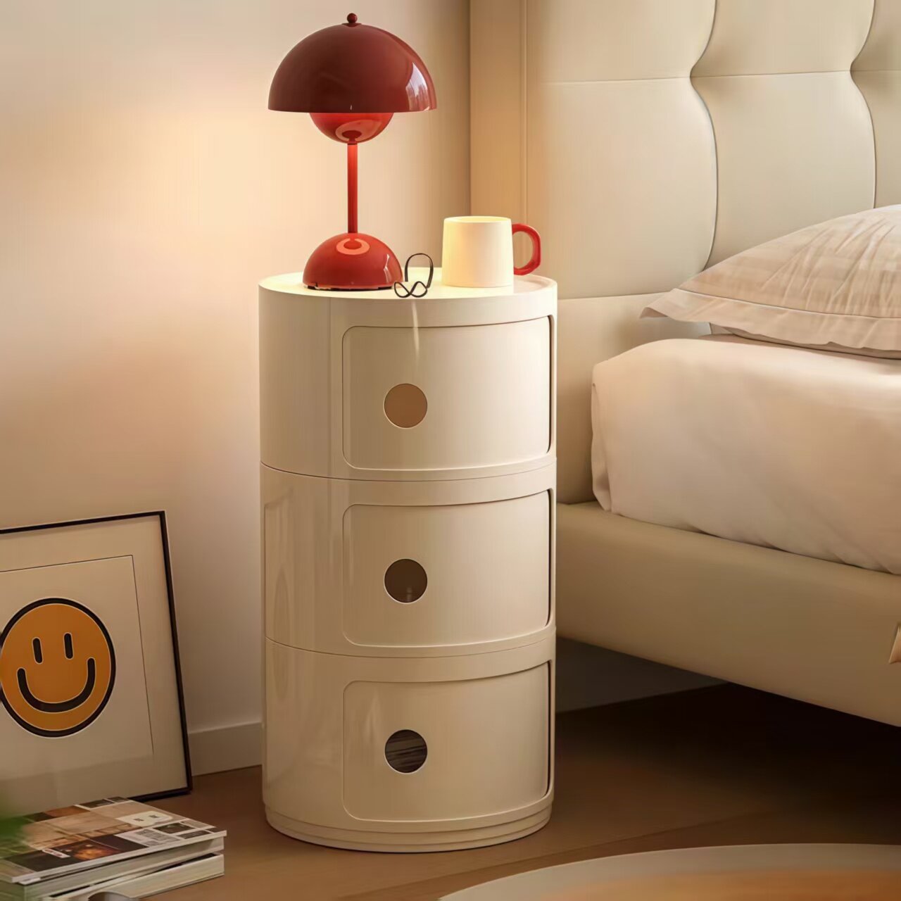 Тумба В Скандинавском Стиле, Цилиндрическая, С Раздвижными Дверцами, Штабелируемая, Тройной, Шкаф для хранения