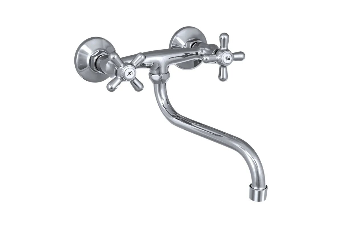 Славен СЛ-ДВ-О24 двуручный настенный смеситель для мойки с двумя рычагами надолго