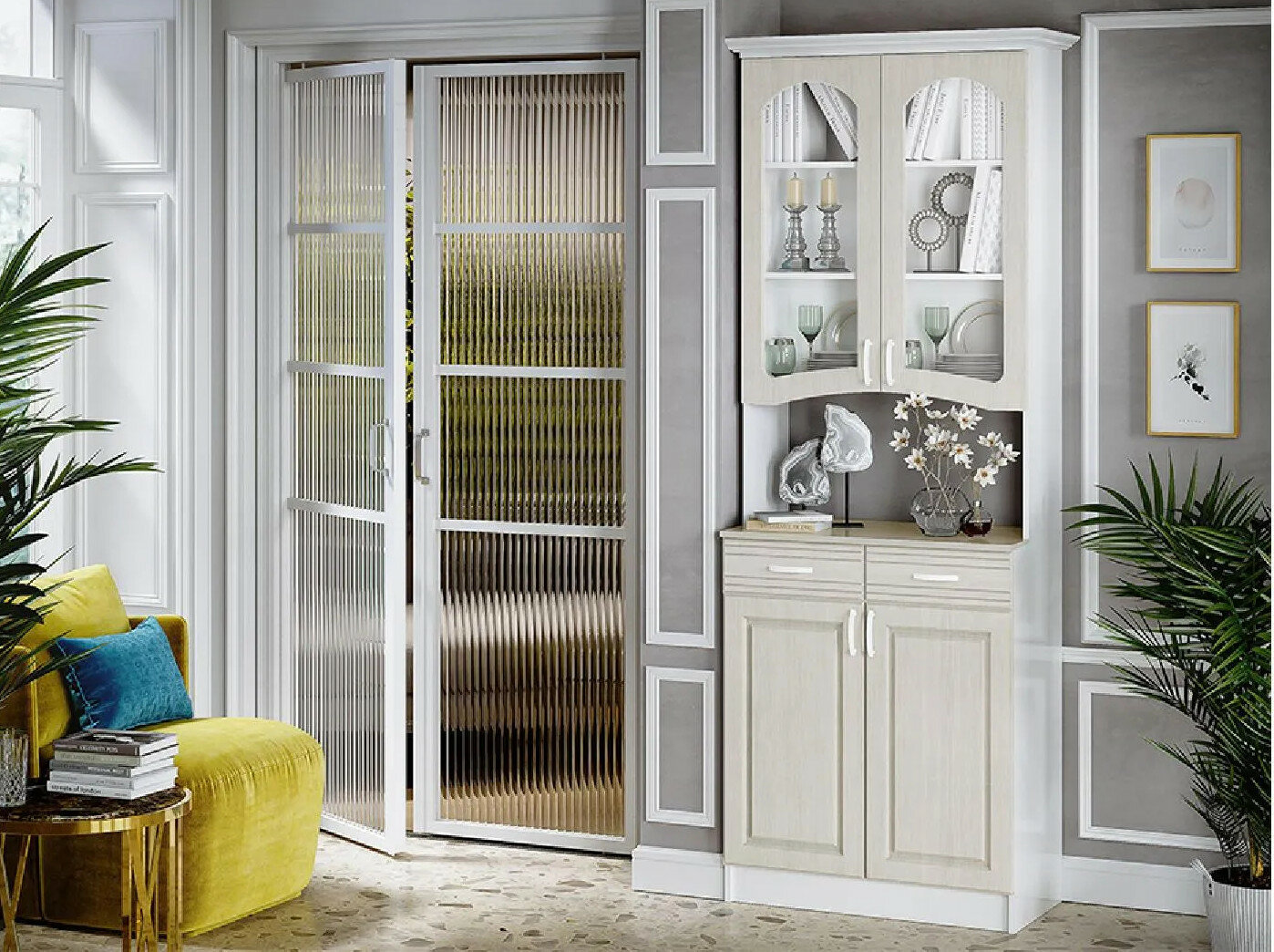 Буфет Эра-мебели Констанция 2-х ств. цвет сандал, 800х430х2270м