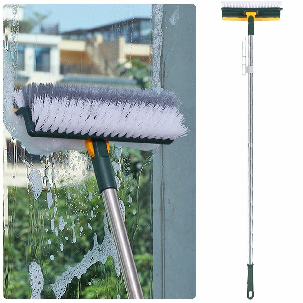 Щетка для мытья пола и плитки с длинной ручкой, жесткой щетиной и поворотной головкой для эффективной уборки ванной, кухни и труднодоступных мест