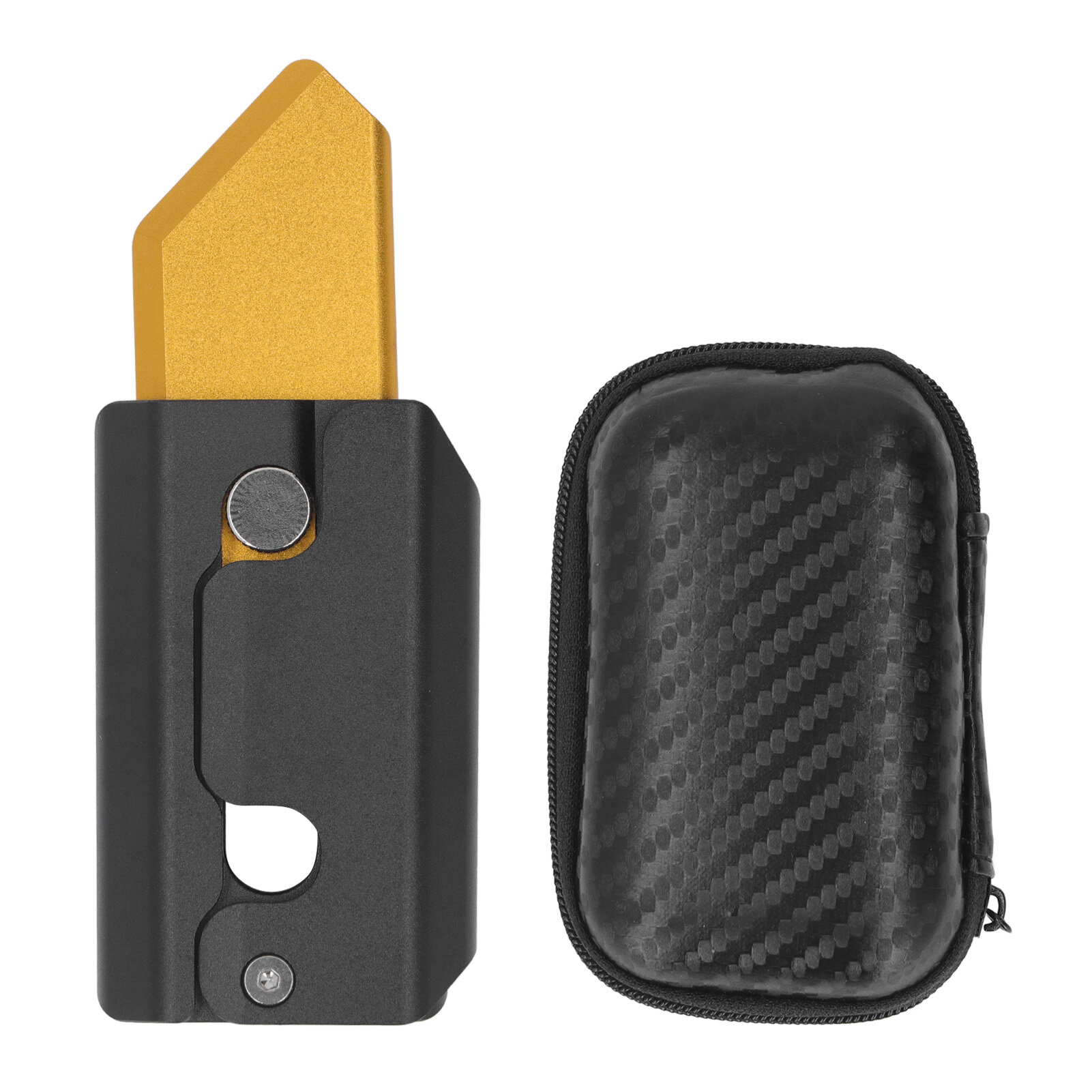 3D-нож с гравитационным механизмом, сенсорная игрушка для снятия тревоги и стресса, складной нож из алюминиевого сплава, игрушечный нож в форме моркови, черный с золотыми элементами.