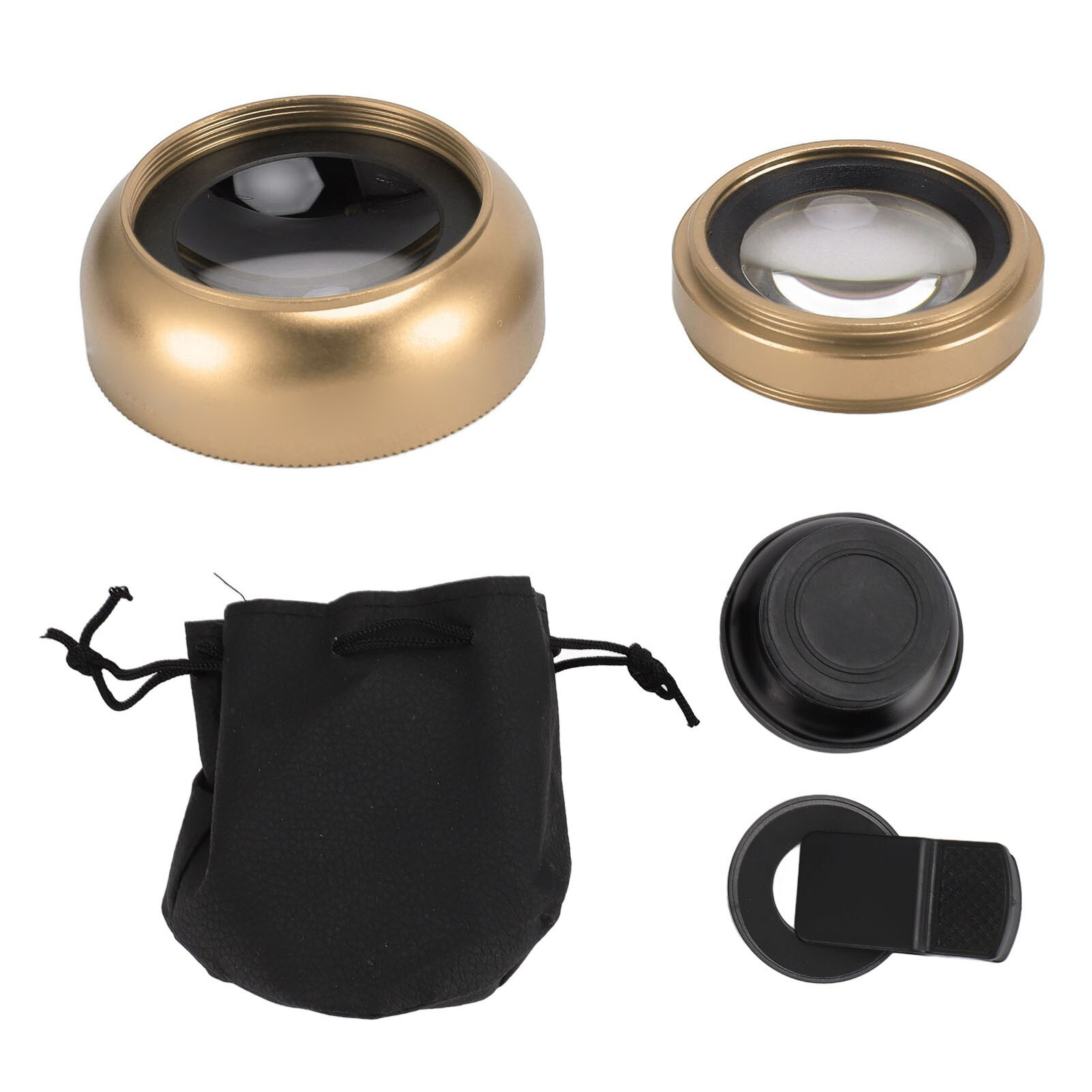 2 в 1 телефона камеры объектива 0,45x Ultra Wide Angle Lens и 12,5x Macro Lens Universal Defacle для смартфона для планшета Gold
