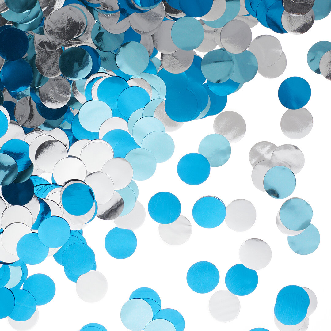 Конфетти Волна веселья Фольга круг голубой микс металлик 2 см 50 г