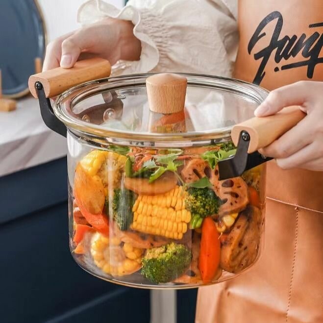 Домашняя стеклянная казанка, тушенка, для использования на духовке, 4.5 л