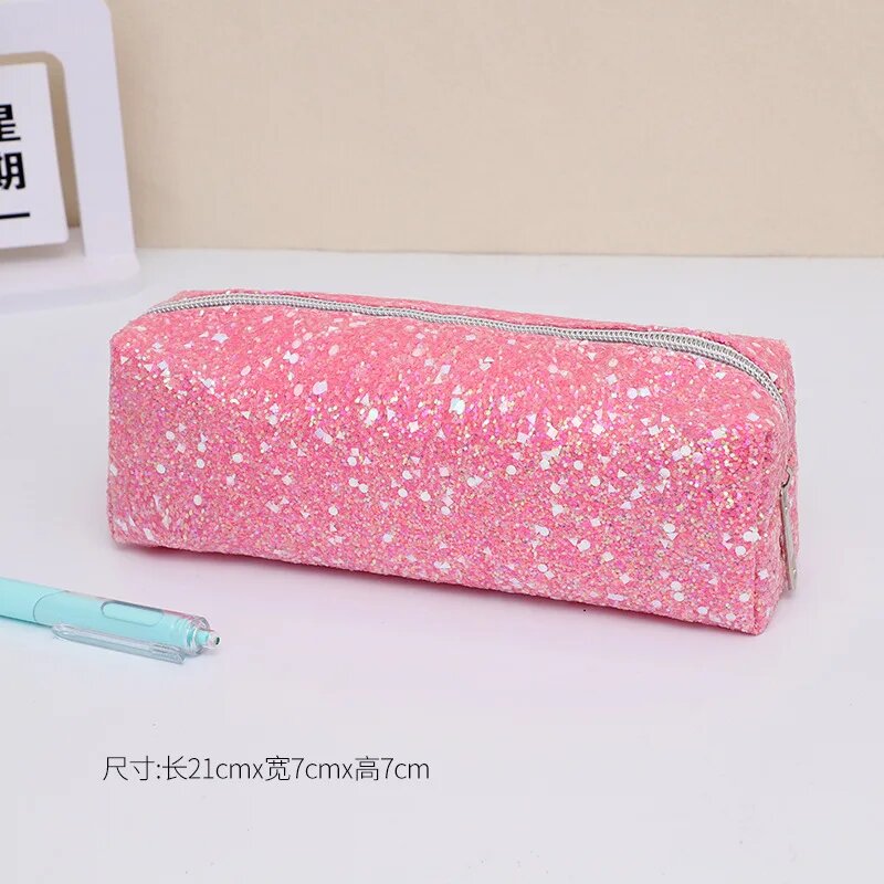 Блестящий пенал Kawaii pink