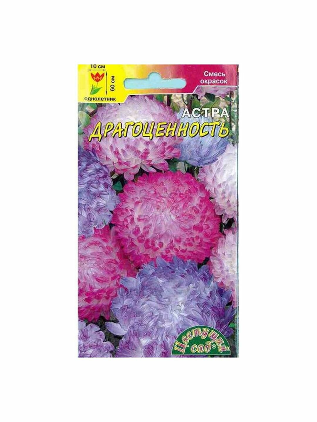 Семена Астра Драгоценность, смесь, однолетник, Цветущий Сад, 1 пачка - 0.2г семян