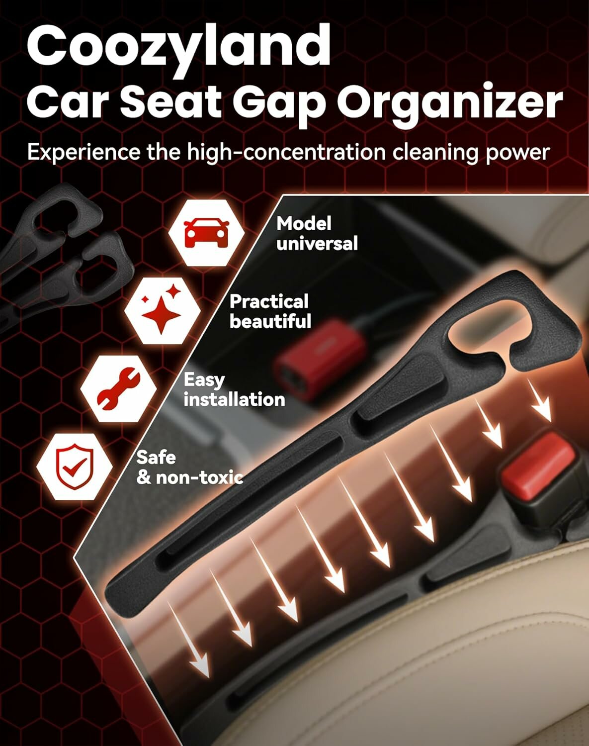 GAP Coozyland Seat - 2pcs Двойной слот -пролочный пробел, организатор Gap Car Seatland, наполнители с зазором на автомобильном сиденье Joyeloo с отверстиями для ремней безопасности