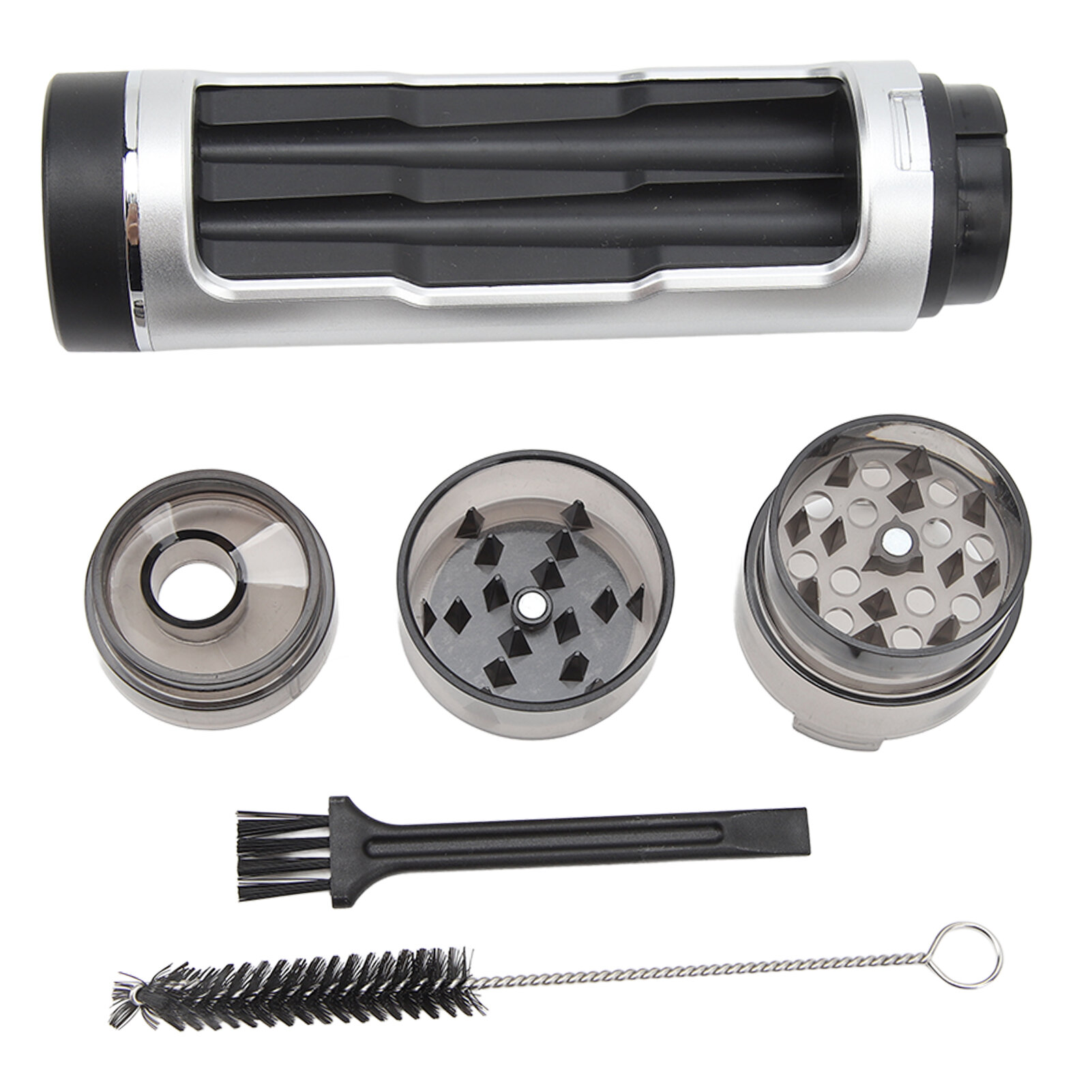 Серебряный измельчитель трав портативный диспенсер для быстрого помола специй