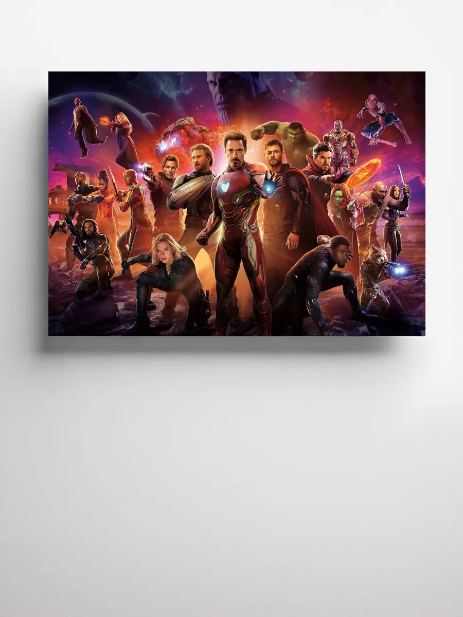 Постер Марвел все супер герои Marvel Мстители, матовая фотобумага премиум качества — фото 1