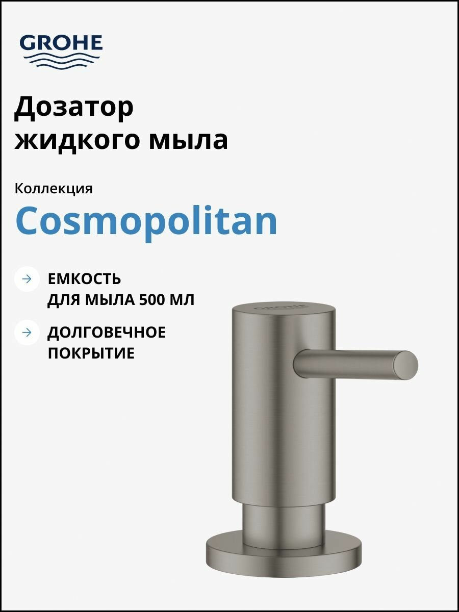Эксклюзивный дозатор GROHE Cosmopolitan для мыла в матовом графите 40535AL0
