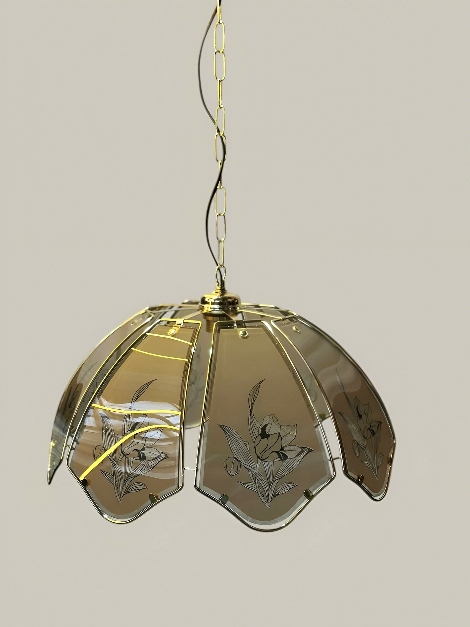 Люстра винтаж СССР золотая цветы