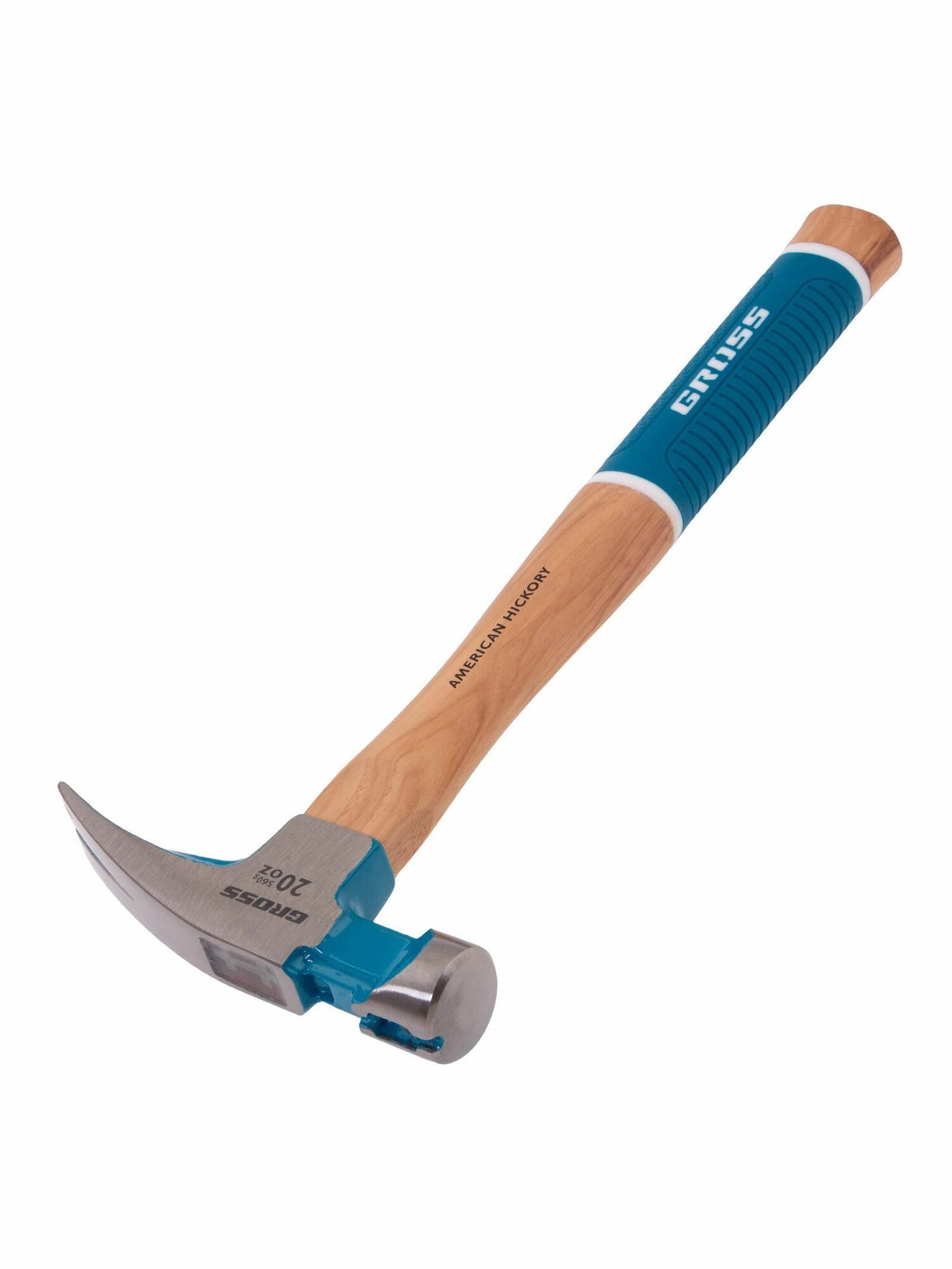 Молоток-гвоздодер, 560 г, угол 75, магнит, обрезиненная рукоятка AMERICAN HICKORY , GROSS 10419