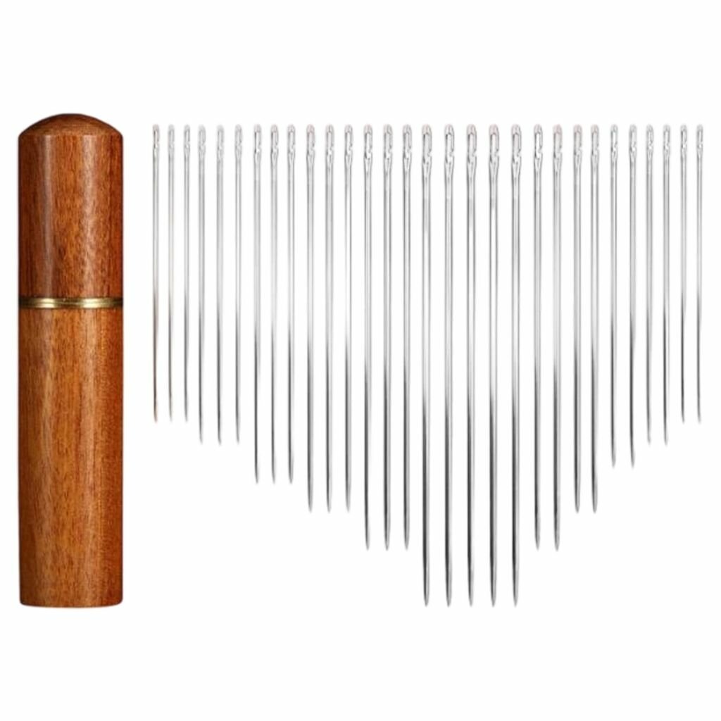 Игольница плюс 30 смешанных бытовых игл ручной работы без игл для шитья в упаковке из розового дерева