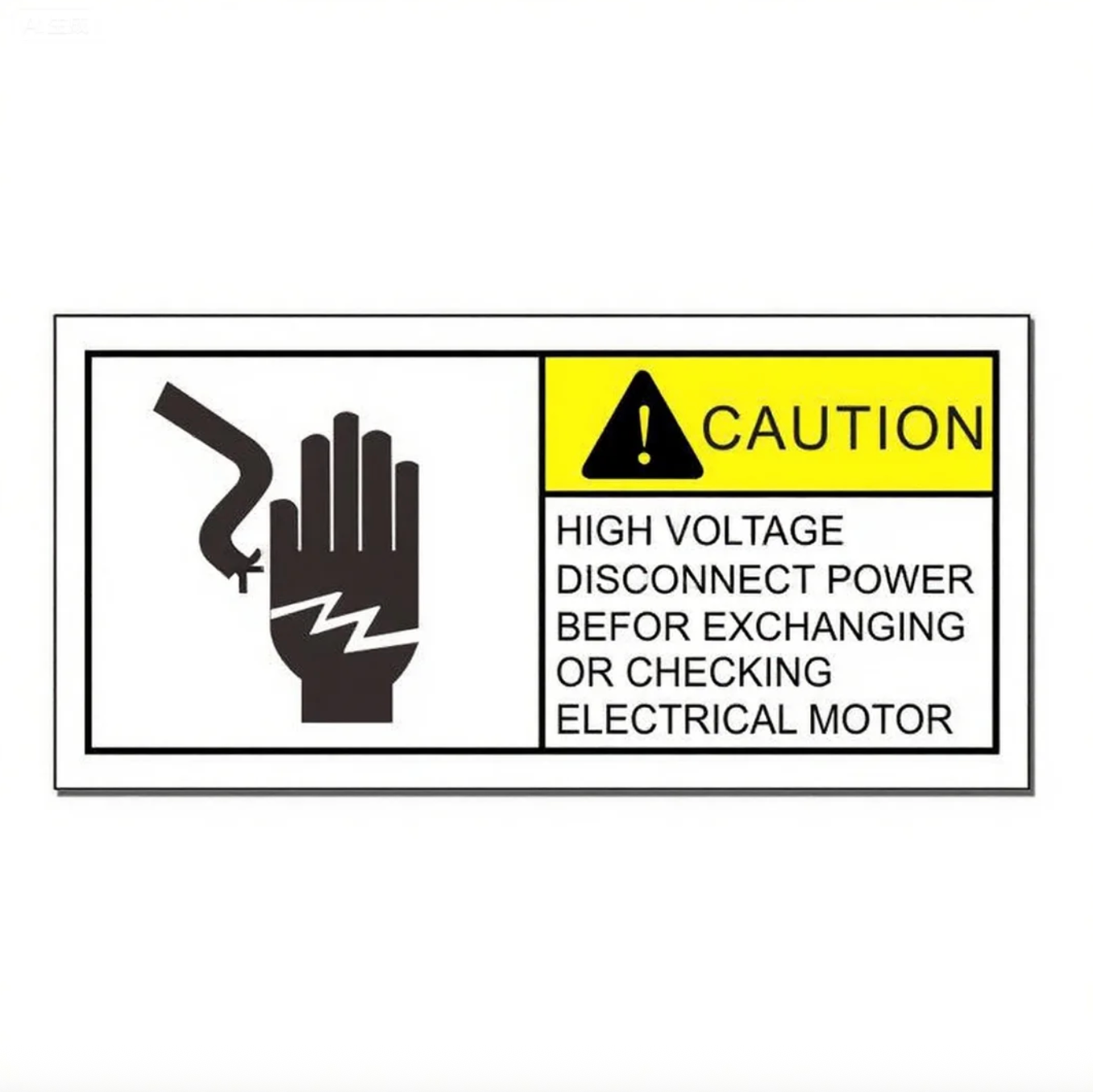 6 шт./лот. Предупреждающий знак «Осторожно, высокое напряжение!» — отключите питание перед заменой или проверкой электродвигателя — самоклеящаяся виниловая наклейка, знак опасности поражения электрическим током