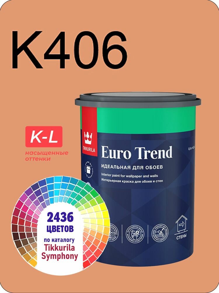 Краска для обоев Tikkurila Euro Trend 0,9л. насыщенные оттенки K406