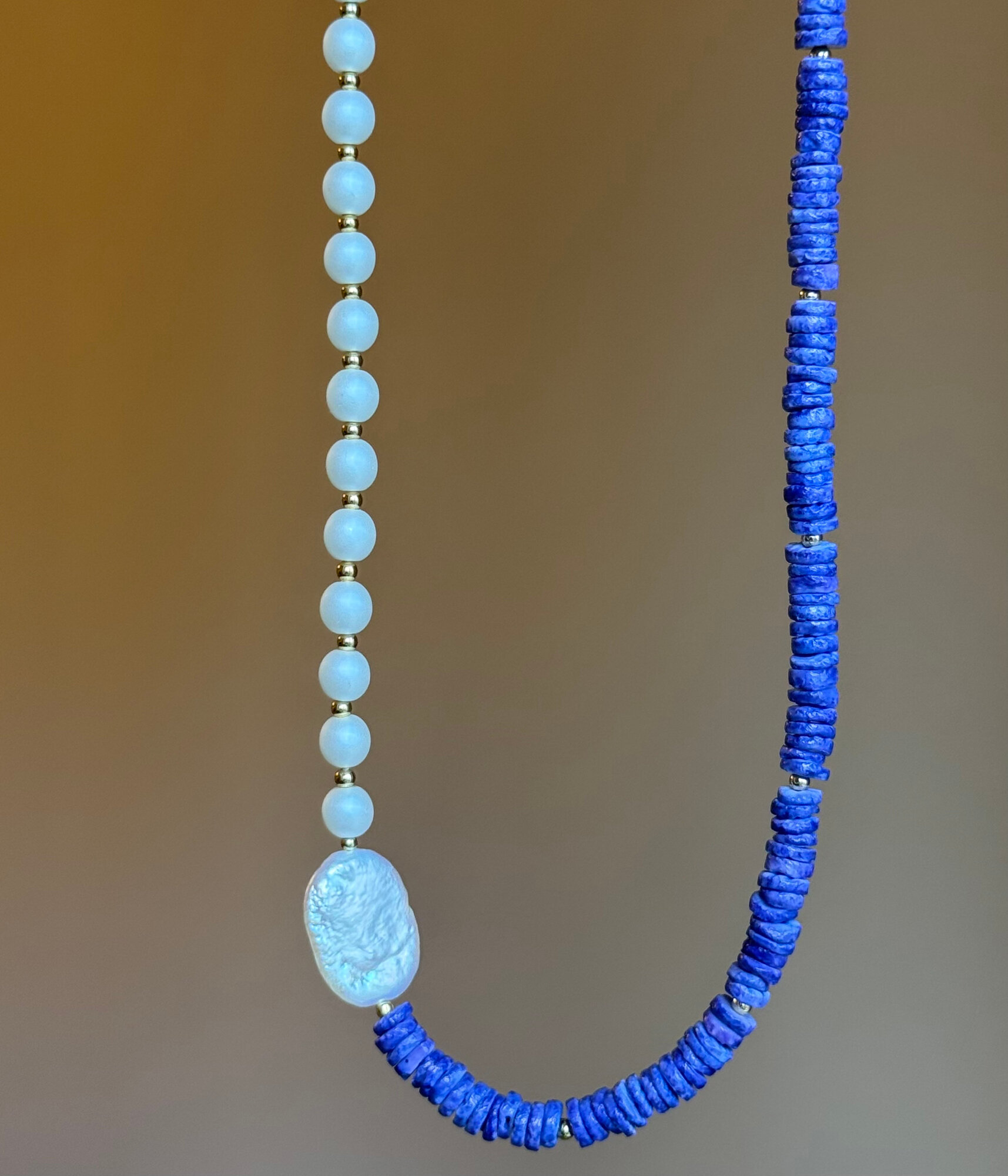 Колье, каучук, жемчуг барочный, жемчуг имитация